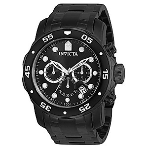 Invicta Men's 0076 Pro Diver Collection Chronograph Black Ion-Plated Stainless Steel Watch
