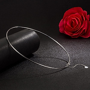 Dankadi Women 925 Sterling Silver 2MM Solid Dome Collar Necklace Simple Fashion Golden 16 "18" 20 "+1.9 "Adjustable Length Choker Fine Jewelry Gifts (Silver, 18 inches)