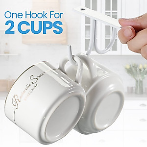 9 Pcs Mug Rack Under Cabinet Shelf 36 Hook Coffee Cup Holder Rustic Coffee Mug Holder Hanging Mug Organizer for Cabinet Drying Mug Hooks Under Cabinet Mug Hanger Utensil Display for Kitchen (White)