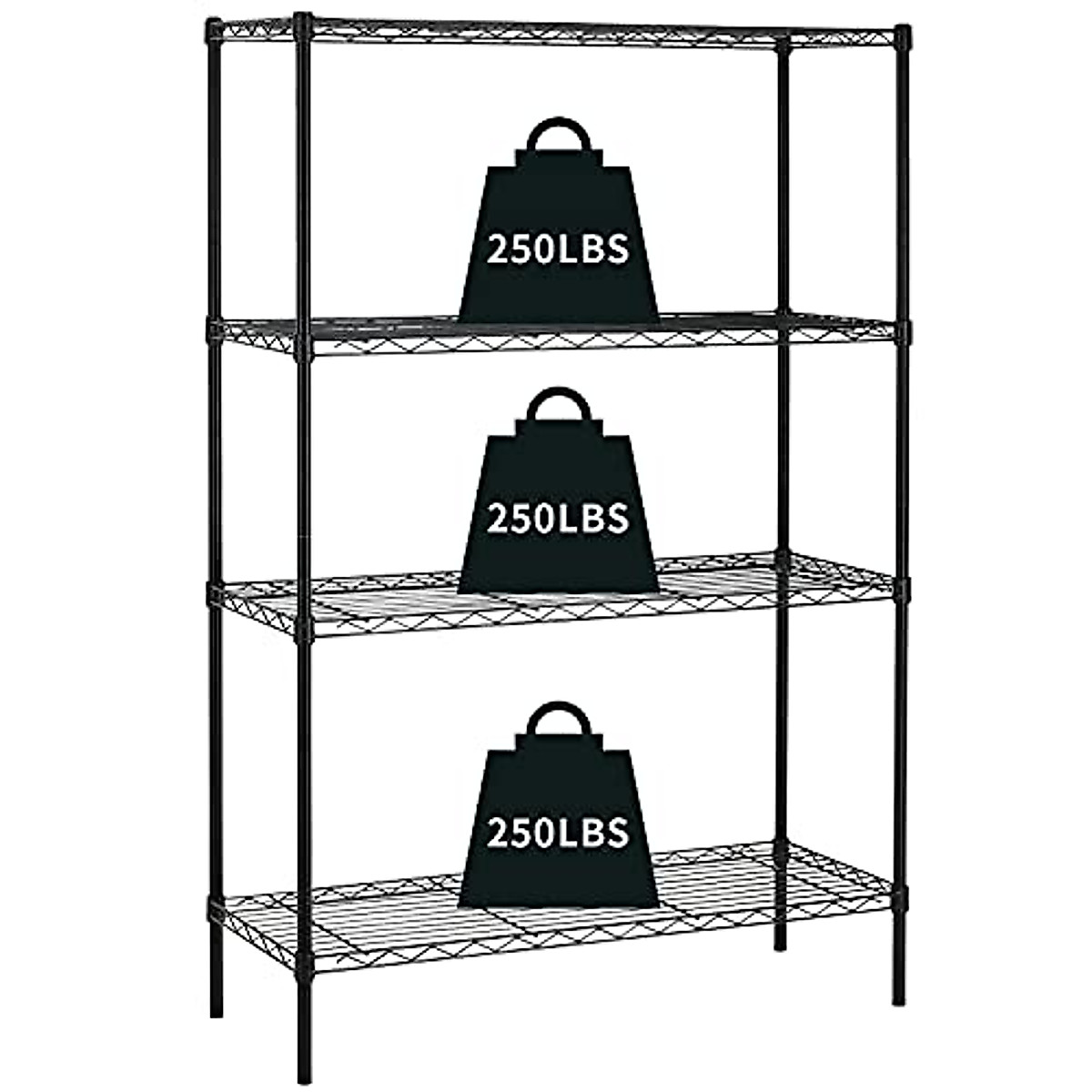 HCY Garage Shelving, 54x36x14 inch Metal Shelves 4 Tier Wire Shelving Unit Adjustable Heavy Duty Sturdy Steel Shelving Rack Shelf for Pantry Garage Kitchen (Black)