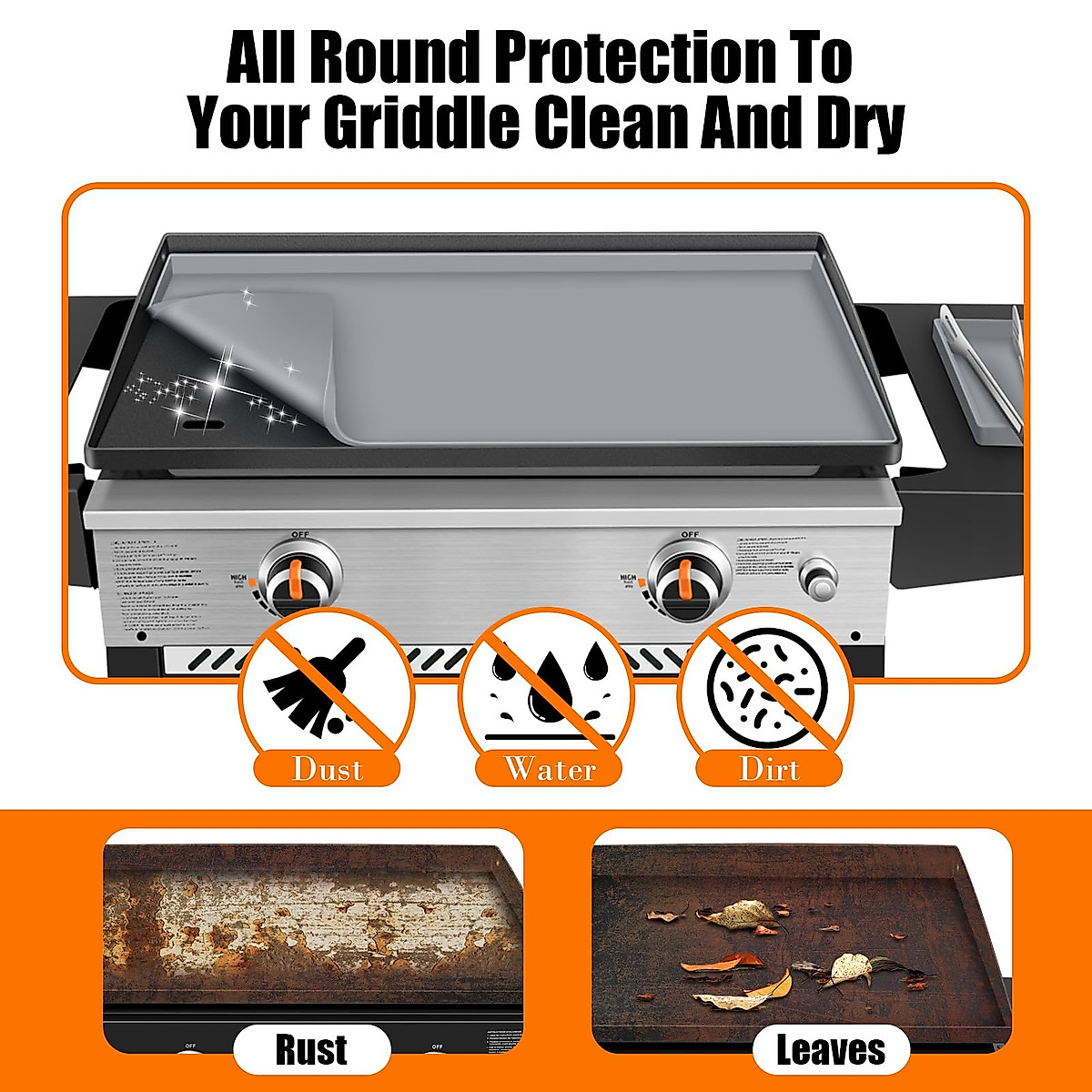 GRILL FORCE Silicone Griddle Mat with Spatula Mat for Blackstone 28 Inch Griddle Food Grade Silicone Mat Protective Mat Cover Griddle Buddy Mat Keep Flat Top Clean,Protect Griddle from Insect,Rust