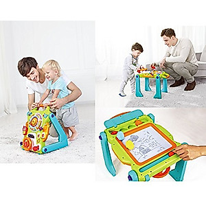 NuoPeng 3 in 1 Baby Sit-to-Stand Walker, Activity Center, Entertainment Table, Drawing Board (White with Gray)