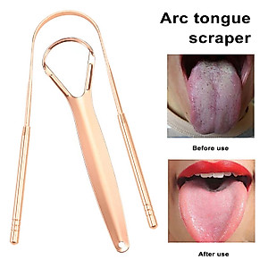 Smalibal Stainless Steel Tongue Scraper, Tongue Cleaner for Adults, Semicircle Tongue Scraper, Tongue Cleaner Cure Bad Breath, Reduce Bad Breath, Tongue Scrubber for Oral Care & Hygiene Silver
