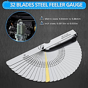 CAMWAY Digital Caliper Waterproof + 32PCS Feeler Gauge, Digital Caliper 150 mm,6 Inch Stainless Steel Electronic Vernier Caliper Fractions/Inch/Metric Measuring Tool