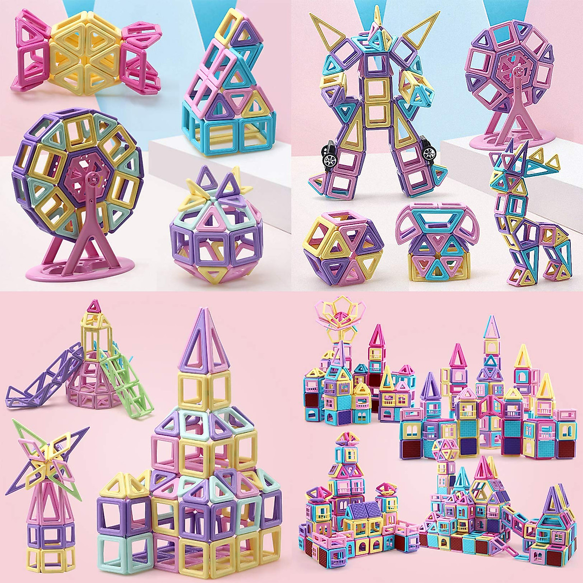 ASOK Magnetic Blocks Magnetic Tiles 133pcs 3D Castle Educational Learning and Development Toys for 3 4 5 6 7 8 9 Years Old Boys Girls Kids 133pcs