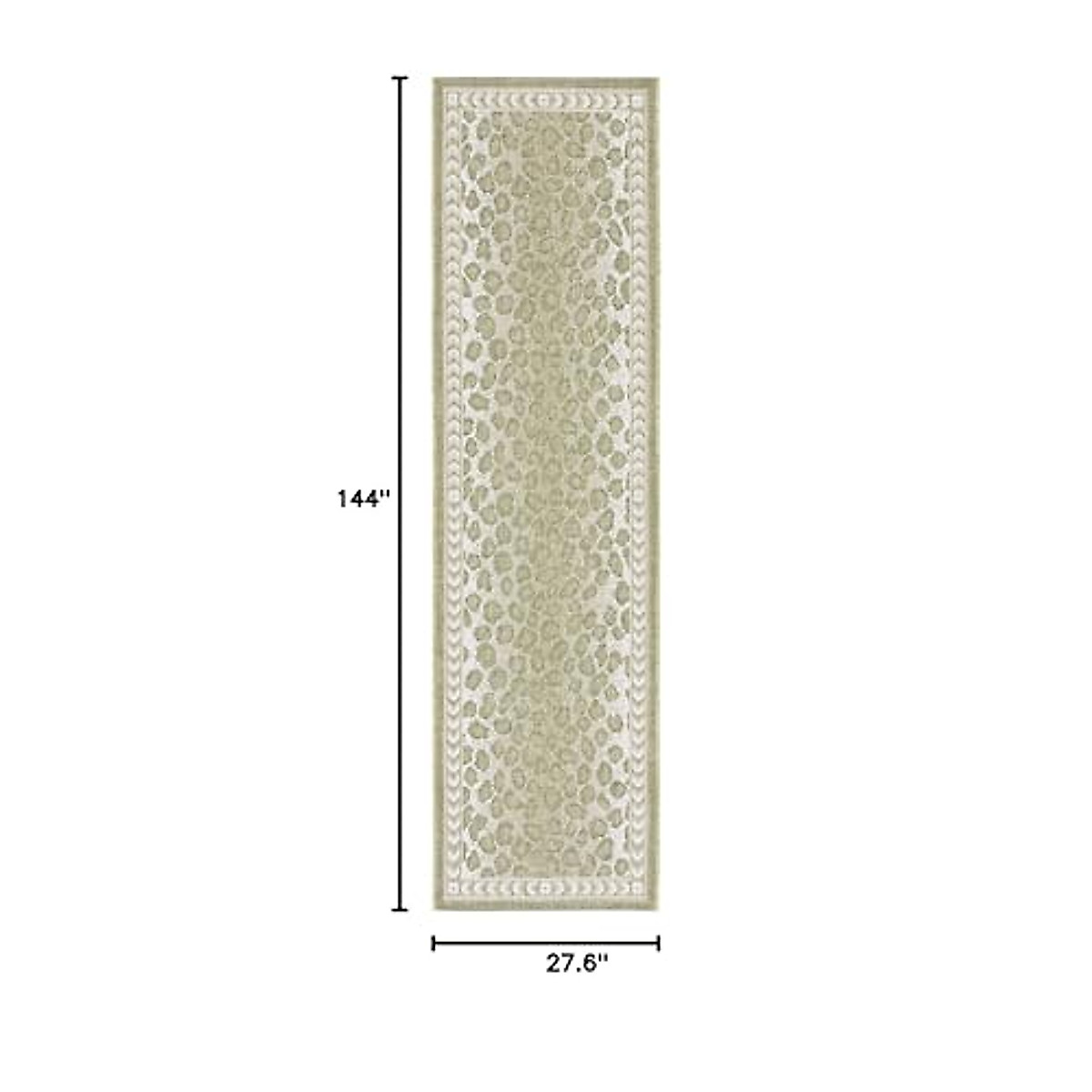 SAFAVIEH Courtyard Collection Runner Rug - 2'3" x 12', Light Green & Ivory, Leopard Print Design, Non-Shedding & Easy Care, Indoor/Outdoor & Washable-Ideal for Patio, Backyard, Mudroom (CY6100-52712)