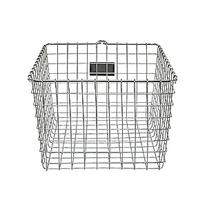 Takyl Home Medium Vintage Kitchen Pantry Basket with Customizable Label Plate for Shelves, Pantry, Closet and Food Storage, Large, Chrome