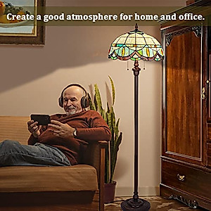 Thatyears Tiffany Floor Lamps Victorian Style Style Stained Glass 16X16X65 Inches Antique Pole Standing Reading Lamps Decor Living Room Bedroom Home Office