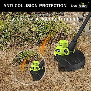 Cordless String Trimmer - SnapFresh Battery Operated LawnTrimmer, 20V Line String Trimmer with Battery & Charger for Adjustable Angle Cutting, Lightweight String Trimmer / Edger in Garden & Outdoor