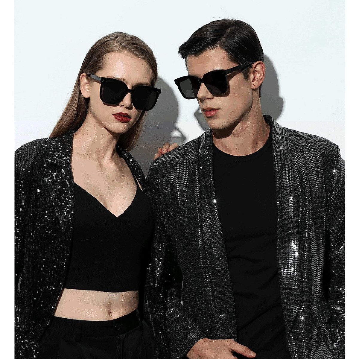 MUAMUA Women Fashion Polarized Sunglasses Oversized Square Men Sun Glasses UV400 Lightweight Black