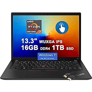 Lenovo ThinkPad X13 Gen2 Business Laptop | 13.3" WUXGA Touch | AMD 8-core Ryzen7 PRO 5850U >i7-1185G7 | 16GB DDR4 1TB SSD Fingerprint FHD Privacy Camera 3-Year Warranty Win11Pro + HDMI Cable