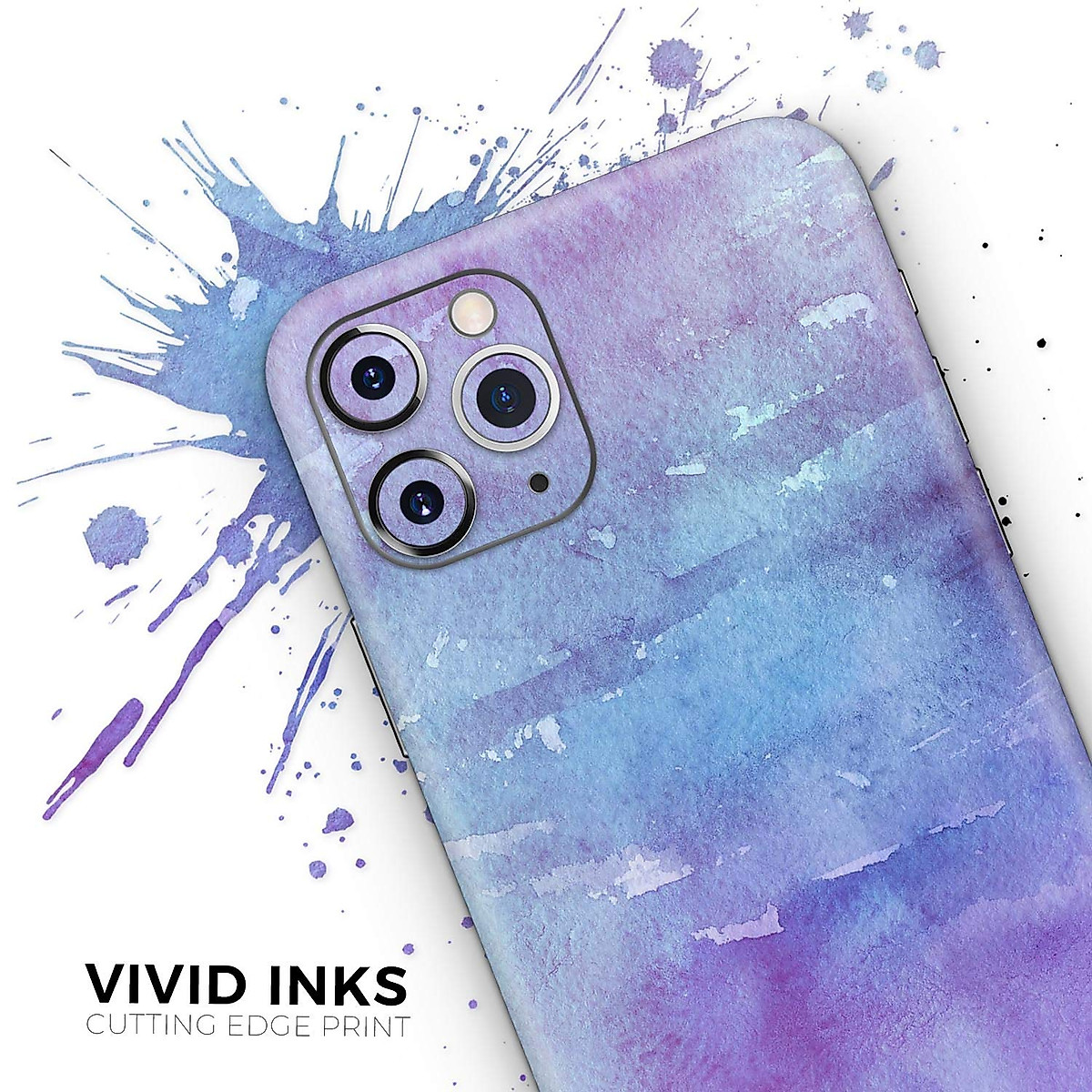 Design Skinz Blotted Purple 896 Absorbed Watercolor Texture - DesignSkinz Protective Vinyl Decal Wrap Skin Cover Compatible with The Apple iPhone X (Full-Body, Screen Trim &amp; Back Glass Skin)