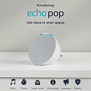 Amazon Echo Pop (newest model), Our smallest Alexa speaker, Fits in any room, Glacier White