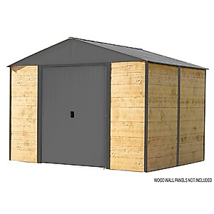 Arrow 10' x 8' Ironwood Galvanized Steel Hybrid Outdoor Shed Kit, Anthracite