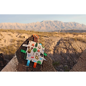 Baby Sensory Crinkle & Teething Square Lovey Toy with Closed Ribbon Tags for Increased Stimulation: 8"X8" (Forest Animals)