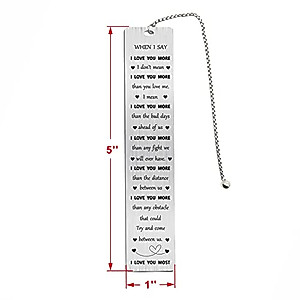 Jzxwan I Love You Gifts Bookmark for Him Her, When I Say I Love You More Note, Personalized Wedding Anniversary Present for Husband Wife, Unique Birthday Valentine's Day Gifts for Men Women