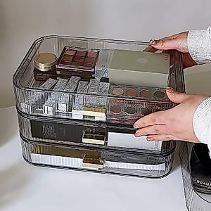 Decorcode Stackable Clear Plastic Organizer Drawer | Organize Eyeshadow Palettes, Cosmetics, and Beauty Supplies on a Vanity