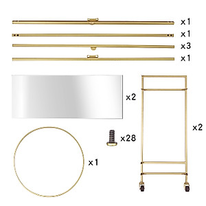 RiteSune Gold Mirror Rolling Serving Bar Cart on Lockable Wheels, Wine Drink Liquor Cart Stand for Home Kitchen Storage, Living Room, Club Party, Christmas, New Year