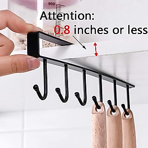 OULLYY 3 Pack 6-Hook Under Cabinet Mug Hanger, Adhesive Cup Holder Coffee Cup Mug Holder for Kitchen, 6 Hooks Tea Mug Holder for Cupboard (3pcs White)