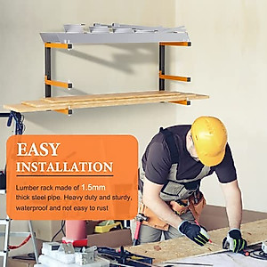 Acools Lumber Storage Rack, Lumber Rack Wall Mount, Heavy Duty Wood Storage Racks with 6-Level System, 720 lb Durable Garage Wood Organizer, Orange Lumber Metal Racks for Indoor and Outdoor(4 PACK)