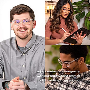 Readerest Blue Light Blocking Reading Glasses (Clear, 1.75 Magnification) Computer Eyeglasses With Thin Reflective Lens, Antiglare, Eye Strain, UV Protection, Stylish For Men And Women