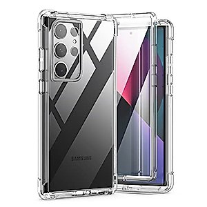 SURITCH for Samsung Galaxy S23 Ultra Clear Case 6.8" (Only), [Built-in Screen Protector] Full Body Protective Hard Shell+Soft TPU Phone Case for Samsung S23 Ultra -(Full Clear)