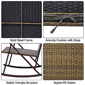 kinbor Outdoor Rocking Chairs, Rocking Patio Furniture 2 Chairs and Table, Outdoor Bistro Set for Patio Porch Backyard Deck Pool Balcony