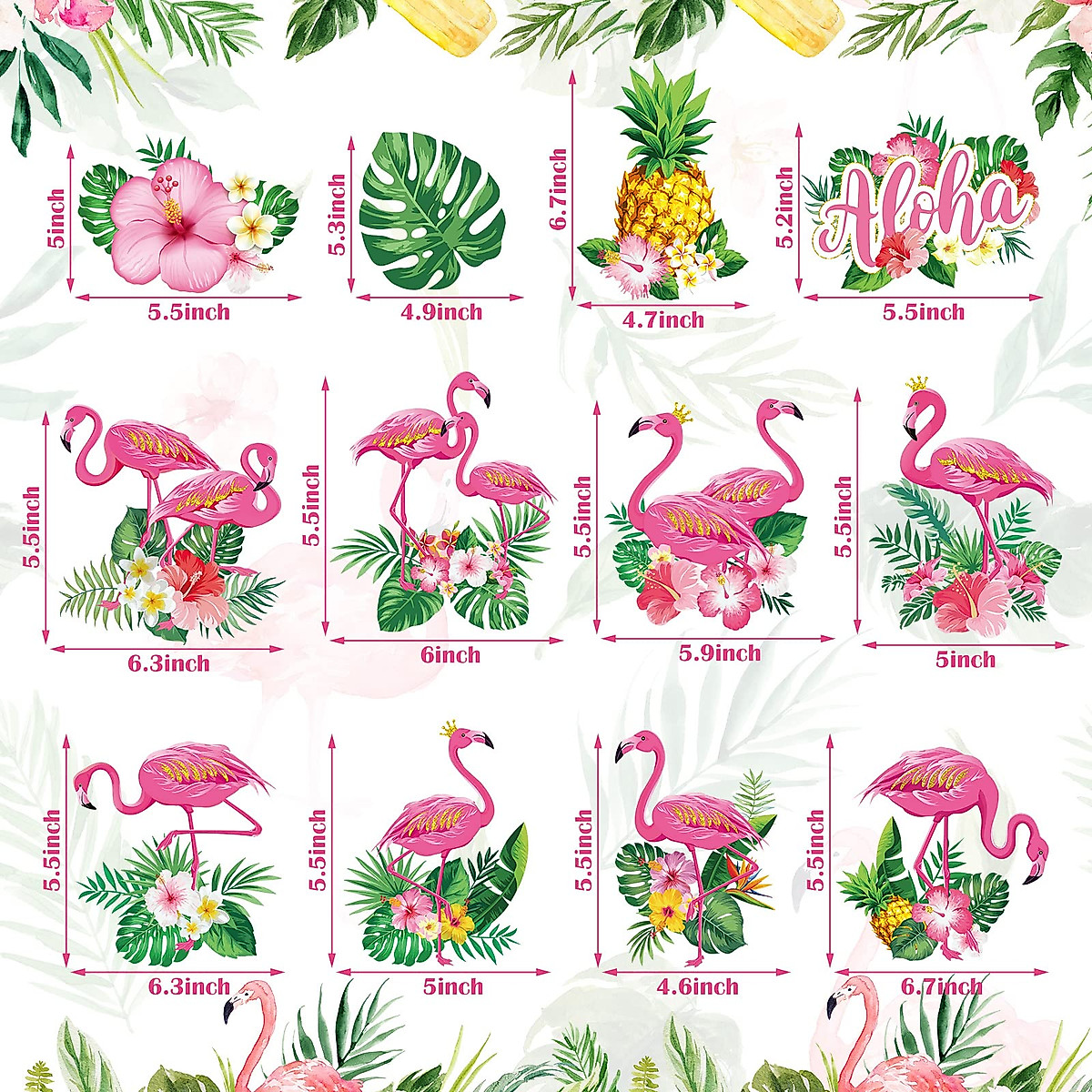 Fuutreo 54 Pcs Flamingo Party Hanging Swirl Decorations Tropical Flamingo Ceiling Hanging Swirls Hawaiian Party Ceiling Decor for Flamingo Summer Aloha Hawaiian Beach Luau Party Supplies Decor