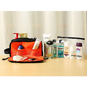 FUNKESH Mens Toiletry Bag Waterproof Organizer Bag Travel Shaving Dopp Kit Perfect Travel Accessory Gift (Black)