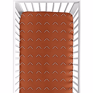 Sweet Jojo Designs Boho Arrow Boy Girl Fitted Crib Sheet Baby Toddler Bed Nursery - Burnt Orange Rust Modern Bohemian Farmhouse Southwest Shabby Chic Designer Arrows Geometric Diamond Tuft Collection