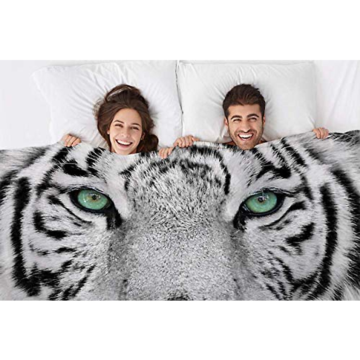 Mugod White Tiger Throw Blanket Close-Up Beautiful Portrait Tiger Decorative Soft Warm Cozy Flannel Plush Throws Blankets for Baby Toddler Dog Cat 30 X 40 Inch