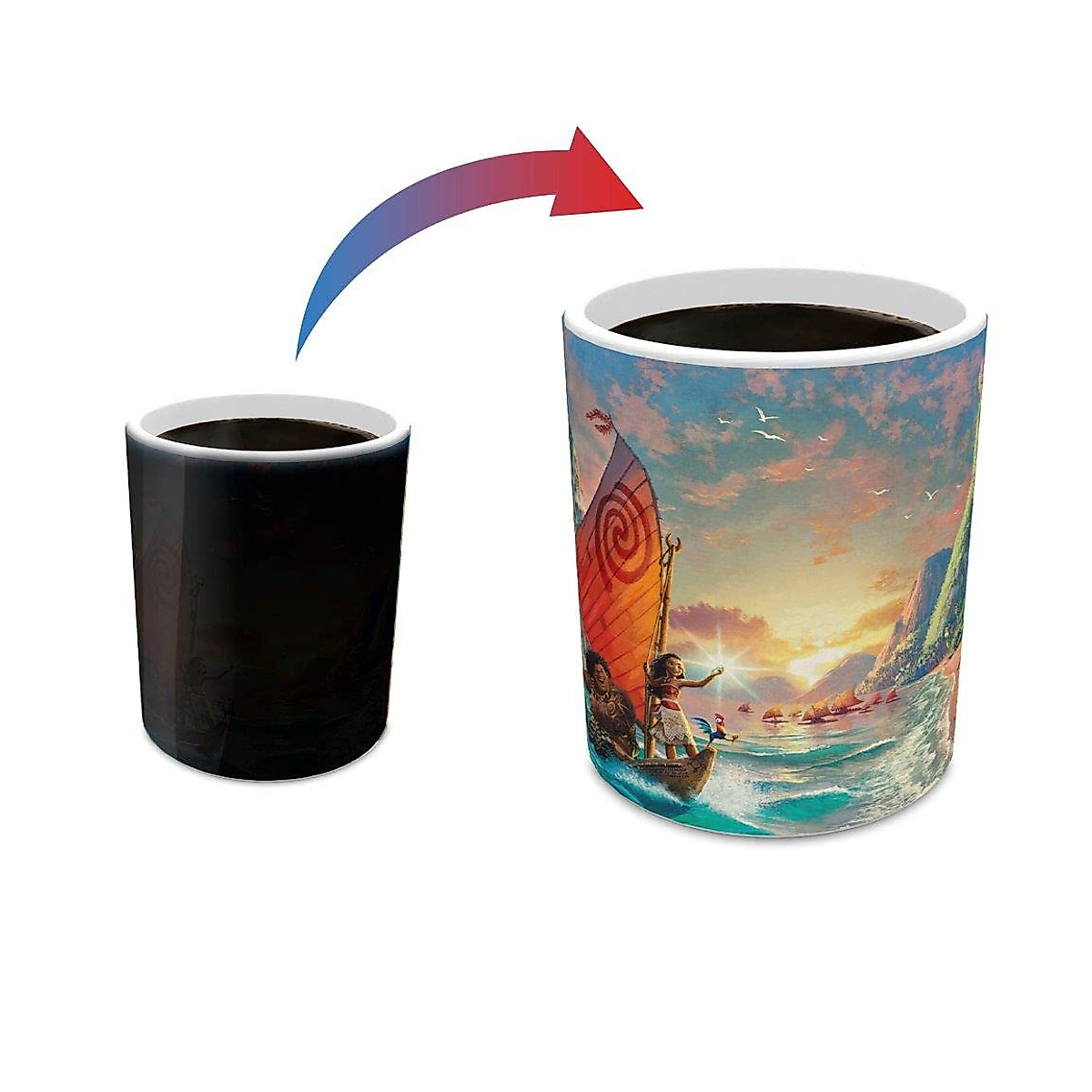 Morphing Mugs Disney – Moana – Thomas Kinkade Studios - One 11 oz Color Changing Ceramic Mug – Image Revealed When HOT Liquid Is Added!