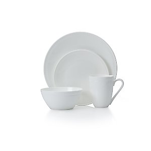 Mikasa Loria 16-Piece Bone China Dinnerware Set - Dishwasher & Microwave Safe, Service for 4, White
