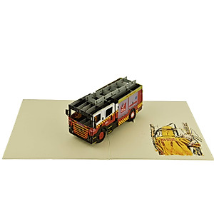 Firetruck 3D Pop Up Greeting Card, Fireman Volunteer Appreciation Card, Birthday Card, Any Occasions
