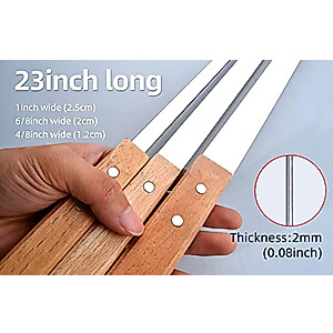 KAOROU Kabob Skewers 23 Inch Long,1 Inch Wide Heavy Duty Stainless Steel with Wood Handle， Perfect for Koobideh Kebab Persian/Brazilian Style Chicken Shrimp Kebab,Set of 7 with Bag