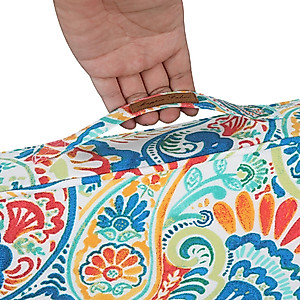 Magpie Fabrics Outdoor Bench Cushion 42 x 18 Inches, Settee Loveseat Pads with Handle and Ties for Garden Patio Backyard Porch Sofa Couch Swing (Paisley Multi)
