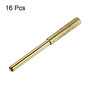 PATIKIL 5/32 Inch Diamond Chainsaw Sharpener, 16 Pack Titanium Plating Sharpening Stone Polishing Grinding File Tool, Golden
