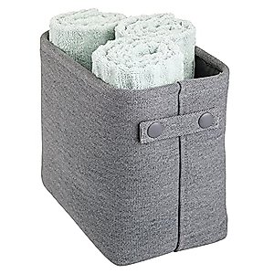mDesign Fabric Storage Box – Household Storage Basket with Integrated Handles - Perfect for Holding Towels and Bathroom Accessories – Charcoal