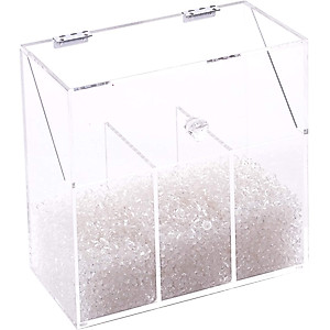 FOOCORDDY Covered Makeup Brush Holder with Dustproof Lid and Pearls Beads, Large Capacity Acrylic Clear Cosmetic Brush Storage Organizer for Vanity