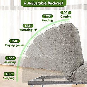 ZZW Sleeper Chair Bed Upgrade 4-in-1 to 5-in-1 Convertible Multi-fuction Sofa Bed Chair w/Adjustable Backrest Assembly-Free Linen Folding Sofa Ottoman Bed Chair for Living Room Apartment (Light Grey)