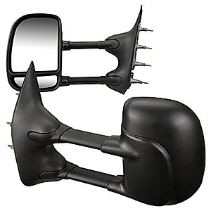DNA Motoring TWM-010-T222-BK Pair of Manual Adjustment Towing Side Mirrors Compatible with 03-14 E-150 E-250 E-350 E-450 E-550 / Econoline,Black Housing