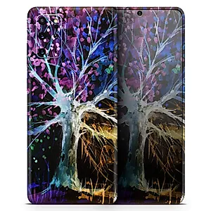 DesignSkinz Inverted Abstract Colorful Watercolor Vivid Tree Protective Vinyl Decal Wrap Skin Cover Compatible with The Samsung Galaxy S20 (Screen Trim & Back Glass Skin)