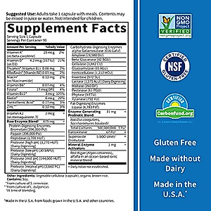 Garden of Life 22 Digestive Enzymes for Men 50 & Over with Bromelain, Papain & Lactase Plus Probiotics & Vitamins B12, Biotin & Zinc – RAW Enzymes – Non – GMO, Gluten-Free, Vegetarian, 90 Capsules