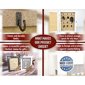 VELISTA Wooden Key Box for Wall, Vintage Wood Wall Mounted Key Holder, Key Organizer, Rustic Key Cabinet, Key Storage with 6-Hooks, Entryway Organizer, Vintage Decor, Housewarming Gift (White)