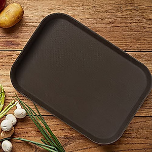 PETTYOLL 2PCS Cafeteria Trays, 12" x 16" Inch Plastic Restaurant Serving Trays, Restaurant Grade Non-Slip Trays for School Lunch, Diner, Commercial Kitchen Restaurant Equipment