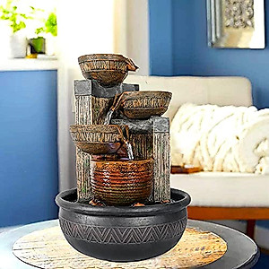 Hamiedun Tabletop Water Fountains Indoor Waterfall and Calming Water Sound Relaxation Desktop Fountain，The for Office, Room Decoration, Portable Feng Shui Fountain Indoor and Outdoor (15.7iches)