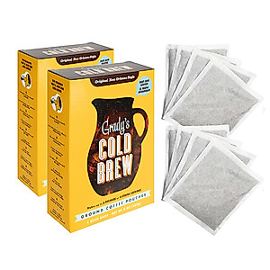 GRADY’S COLD BREW Coffee Pouches | New Orleans Style | 100% Arabica Ground Coffee & Chicory | TWO Boxes of Four Easy-to-Brew Bean Bags | Makes 24 drinks
