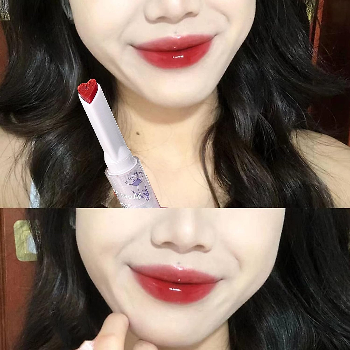 Heart Jelly Lipstick, Hydrating Lip Gloss Dew Tint Jelly Love Lipstick ,Long Lasting Moisturizing Tinted Lip Balm Plumping Lip Stain, Non-sticky, Vivid Color Glossy Lip Gloss Stick Lip Makeup (02#Ice Lychee)