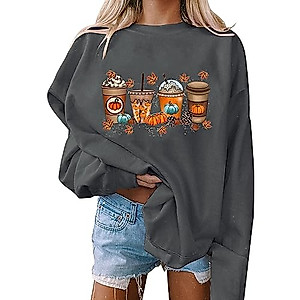 jxsoyen Cyber the Monday Oversized Sweatshirt for Women Halloween Vintage Ghostface Tee Shirts Hocus Pocus Long Sleeve Crewneck Pullover Cards pullover de mujer en oferta