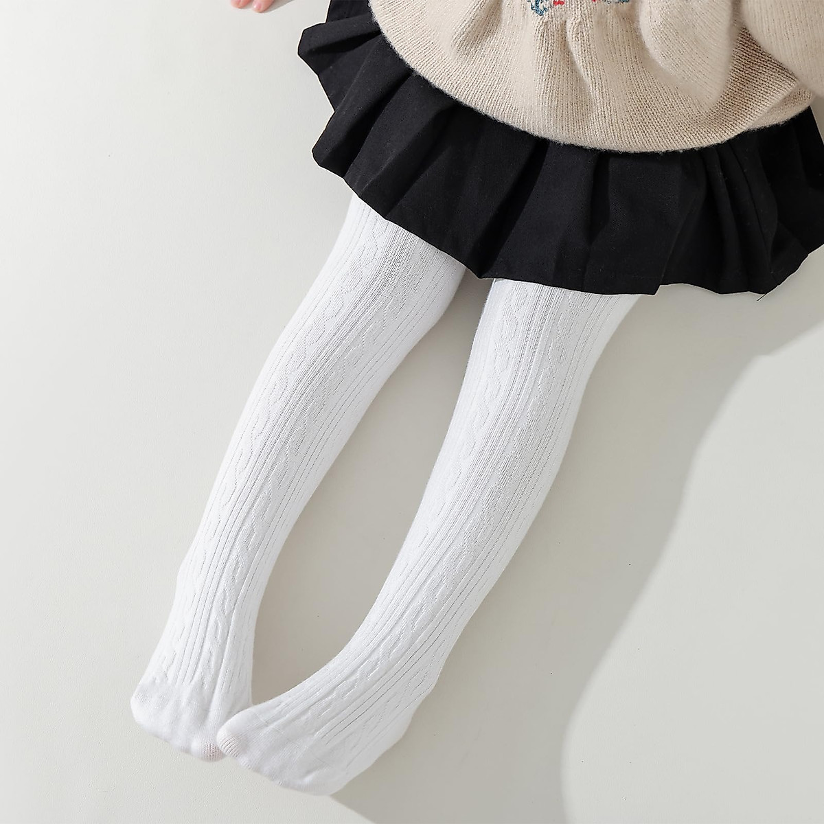 JORMATT 3 Pack Baby Tight for Girls Seamless Soft Thick Cotton Cable Knit Leggings Stockings Newborn Infant Toddler Tights Pantyhose 2-4 Years